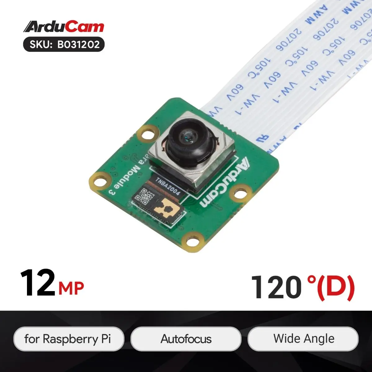 Chipboard Arducam Imx708 Camera Module 3 B031202 12mp Autofocus Wide Angle for Raspberry Pi, Hdr ...