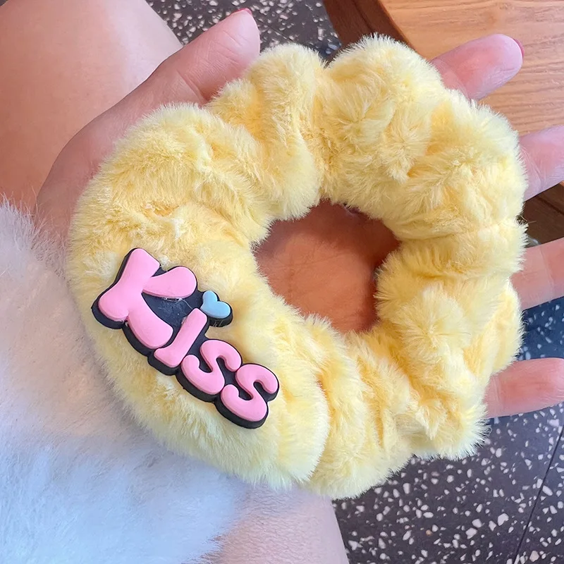 American Sweetheart Color Plush Hair Ring Cute Girl Barbie Furry Hair ...