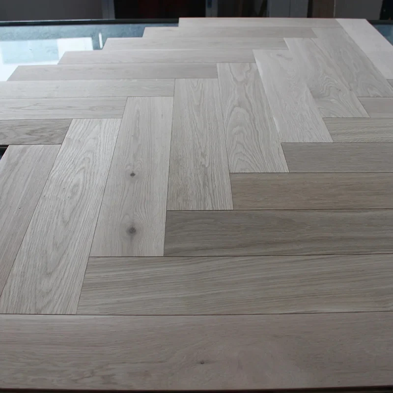 Unfinished Modern & Rustic 15mm Thick White Oak Herringbone Wood ...