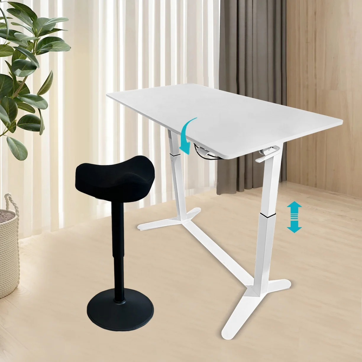 Office Furniture Pneumatic Two Legs 3 Segments Height Adjustable Table ...