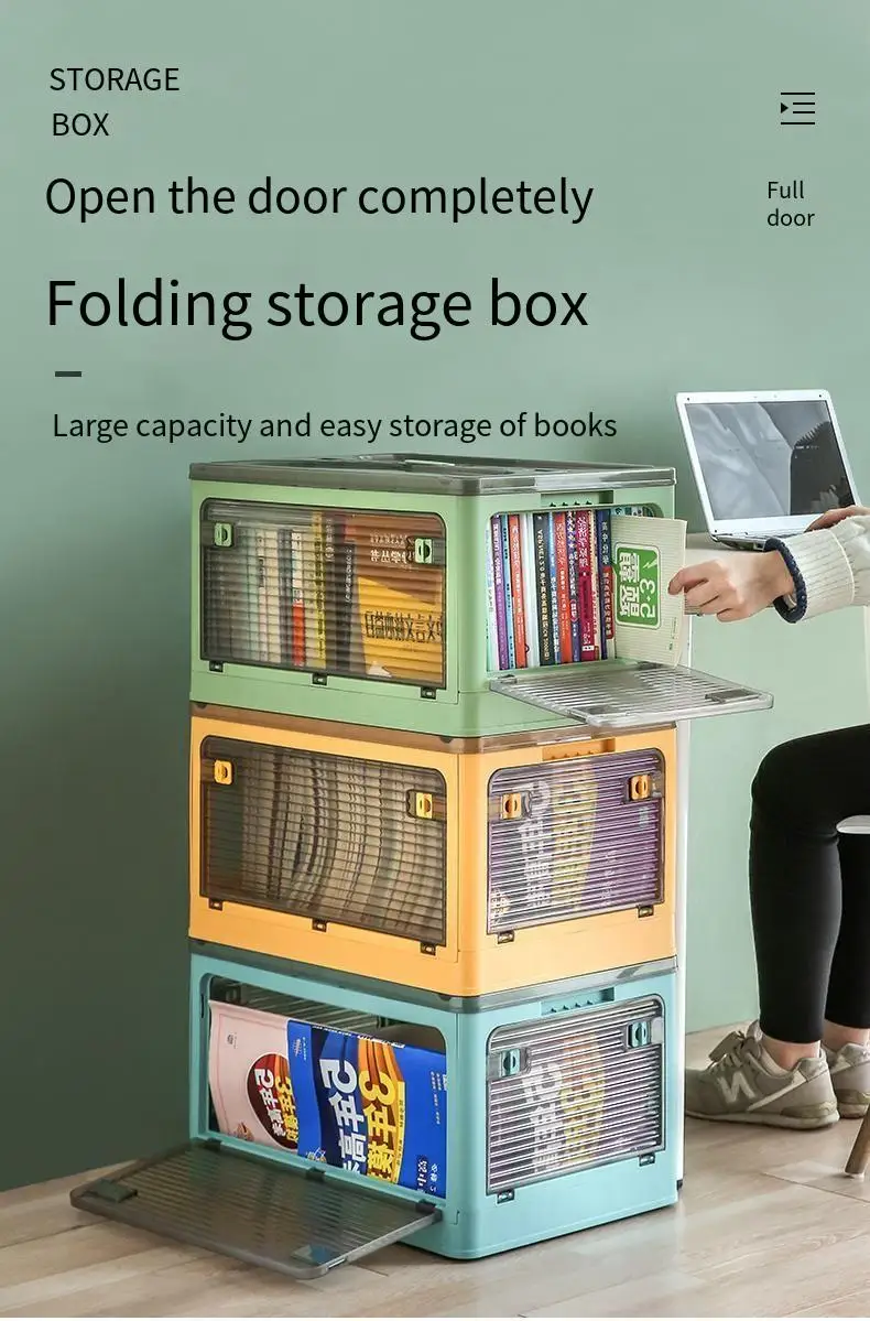 86l Bookcase Student Classroom Book Storage Box Plastic Foldable Book ...