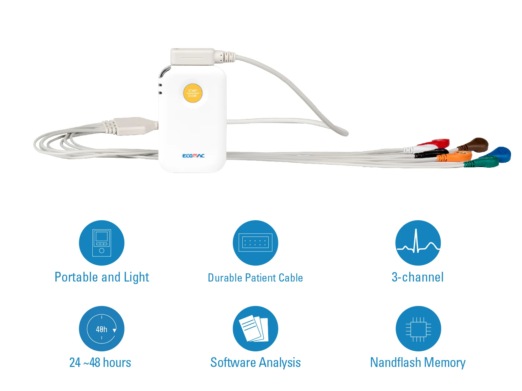 3 Channels 24/48 Hours Holter ECG/ EKG Monitor Recorder/analyzer Holter ...