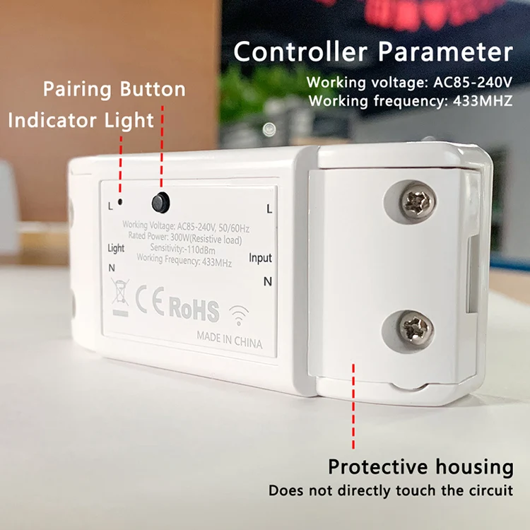 433mhz Wireless Smart Switch Rf Remote Control Receiver Push Button ...