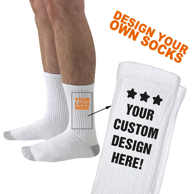 Custom Made Cotton Crew Socks Custom Design Logo Crew Men's Socks Logo ...