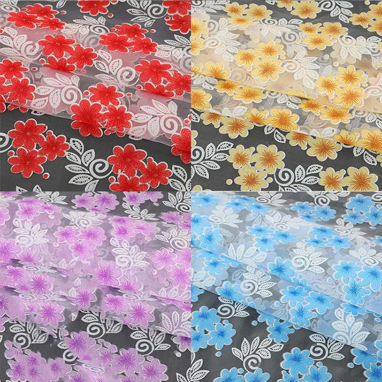 Custom Embroidery Tissue Organza Fabric for Dress Making