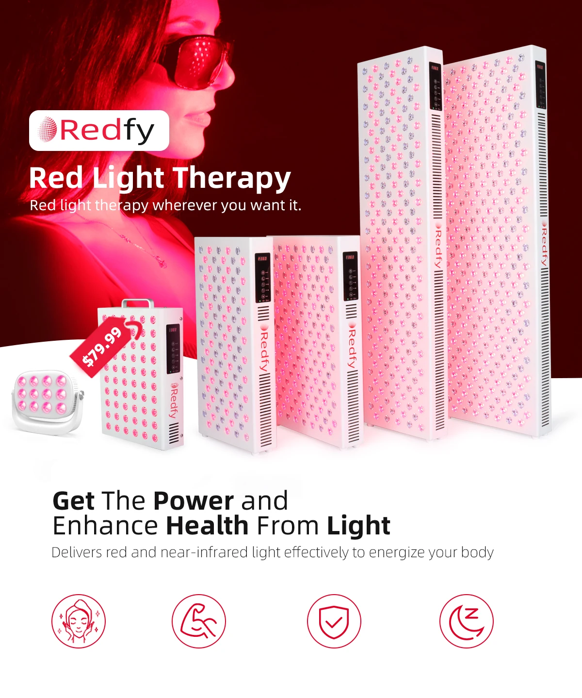 Redfy Full Body LED Therapy Device - 630nm, 660nm, 810nm & 850nm Red ...