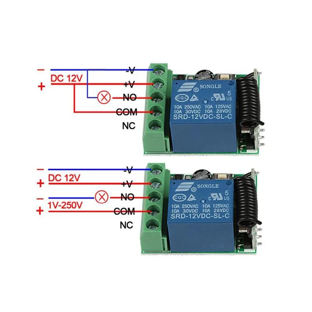 DC 12V 1CH Relay Receiver Module 433Mhz Universal Wireless Remote ...