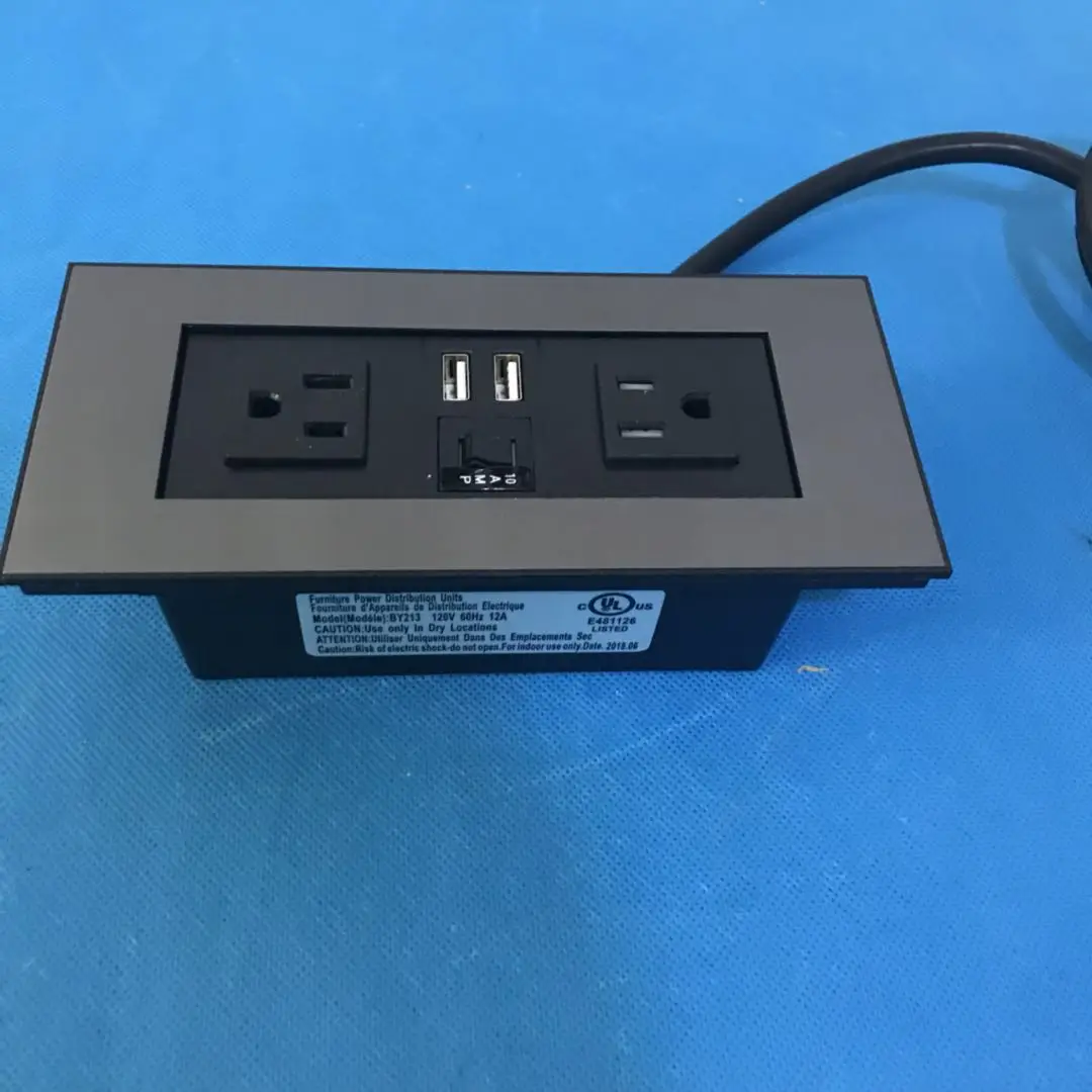 US Power Recessed Desk Top Mounted Electrical Socket Outlet