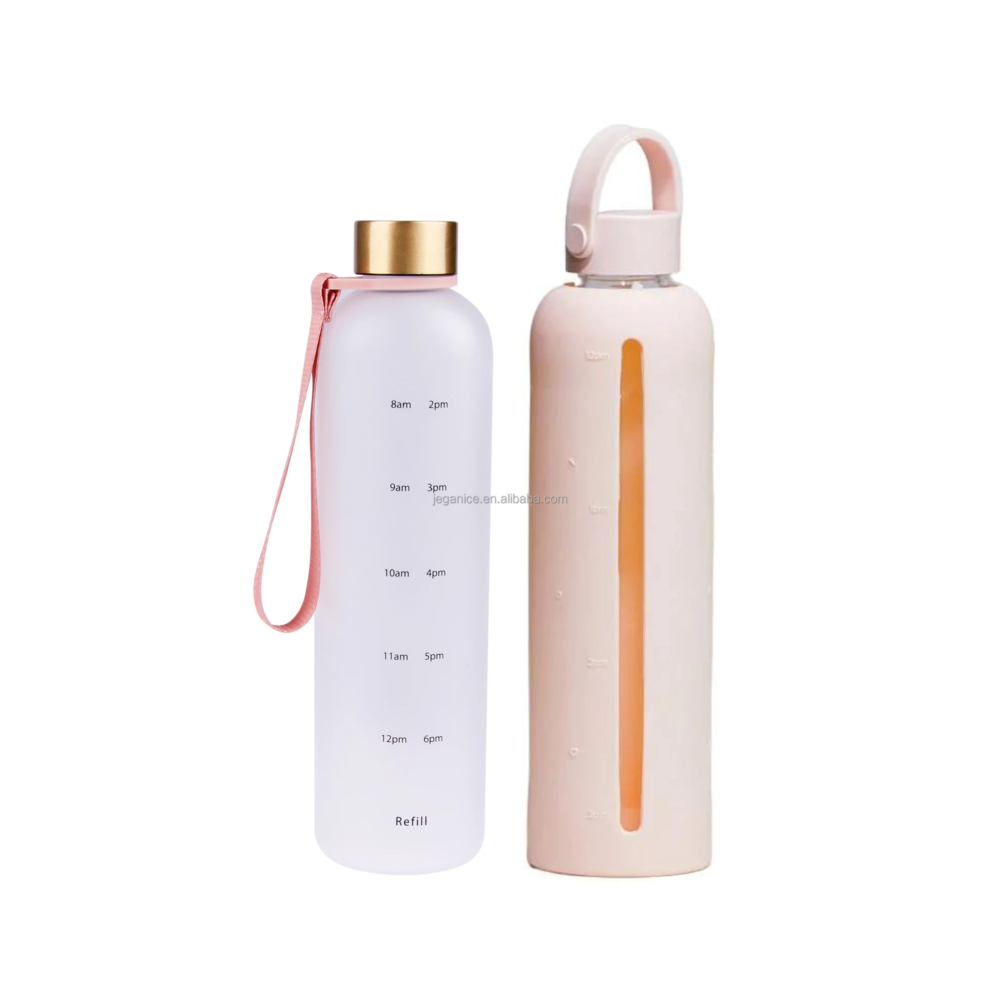 New Design 25oz 32oz Glass Time Marker Water Bottle With Silicone ...