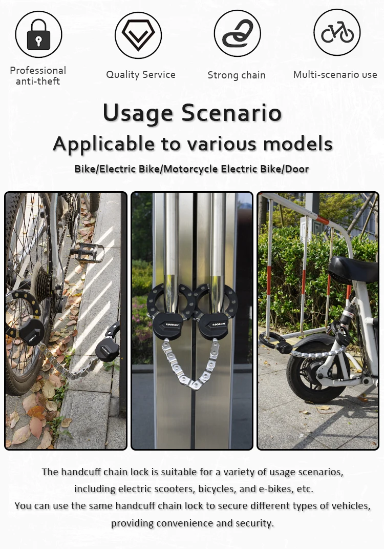 High Security Handcuff Chain Lock for Motorcycle Anti-theft