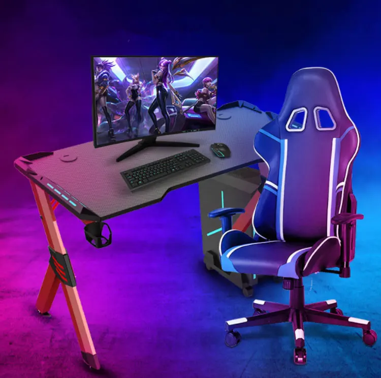 Gaming Table With Carbon Fiber Texture Led Professional Racing Gaming ...