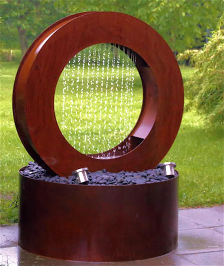 Garden Door-shape Waterfall Corten Steel Water Feature Patio Water ...
