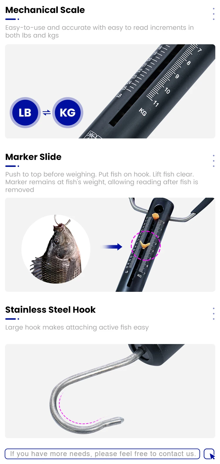 22kg/50lb Portable Mechanical Fish Spring Hook Hanging Scale For ...