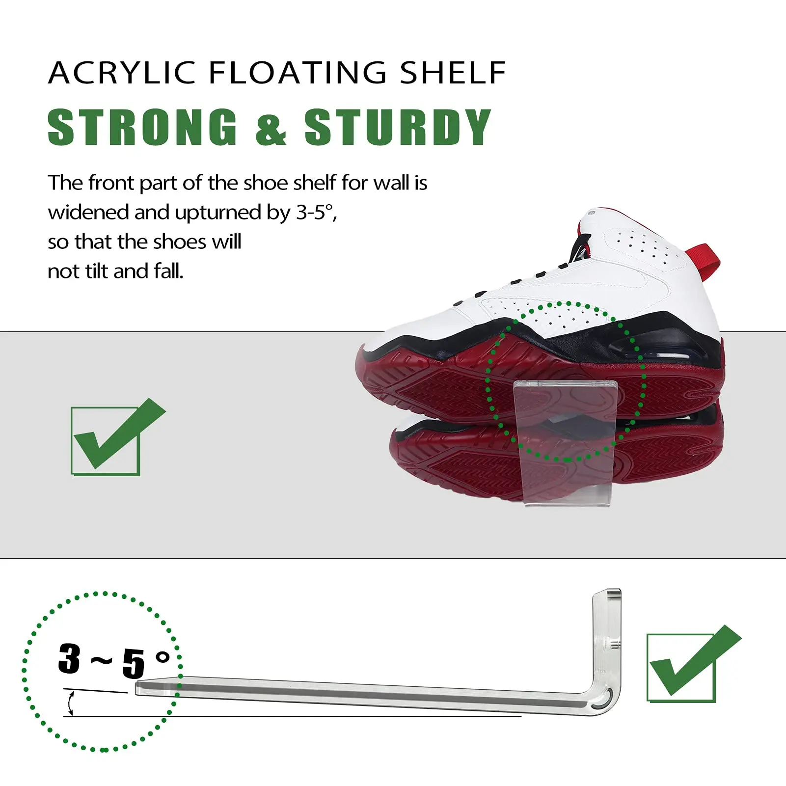 6 Pack Acrylic Floating Shoe Racks - Clear Sneaker Display