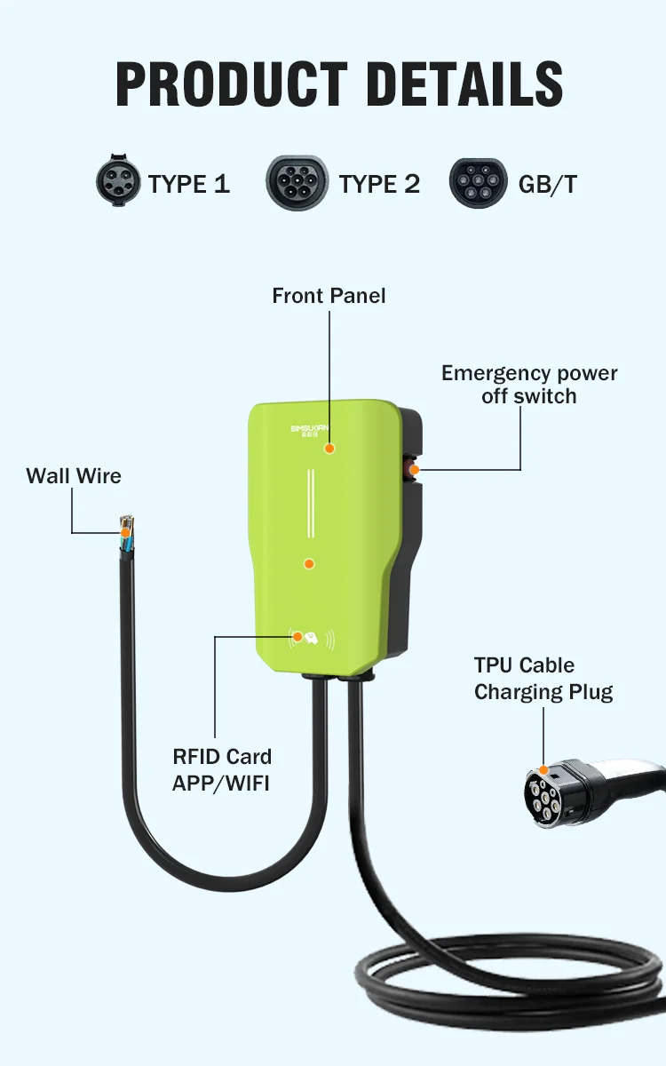 22kw Ac Ev Charger Wall Box Type 2 Fast Charging Wall-mounted Dc Ev Charging Stations For ...