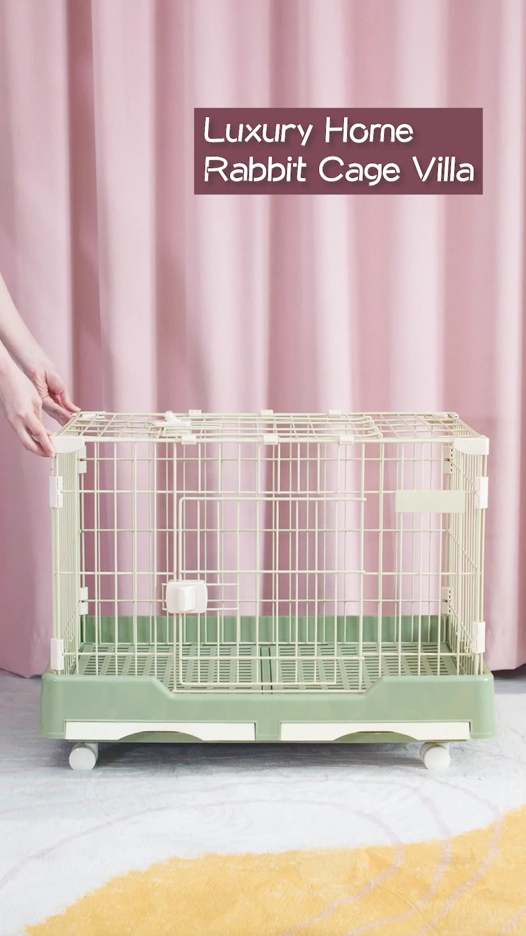 Wholesale Home Use Pink And Green Color Rabbit Hutches Cage Rabbit Pet ...