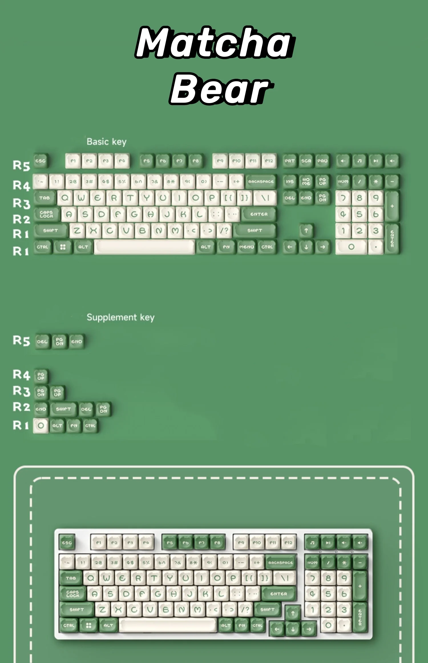 Akko OEM Profile Bear Theme Keycap Set for Mechanical Keyboard