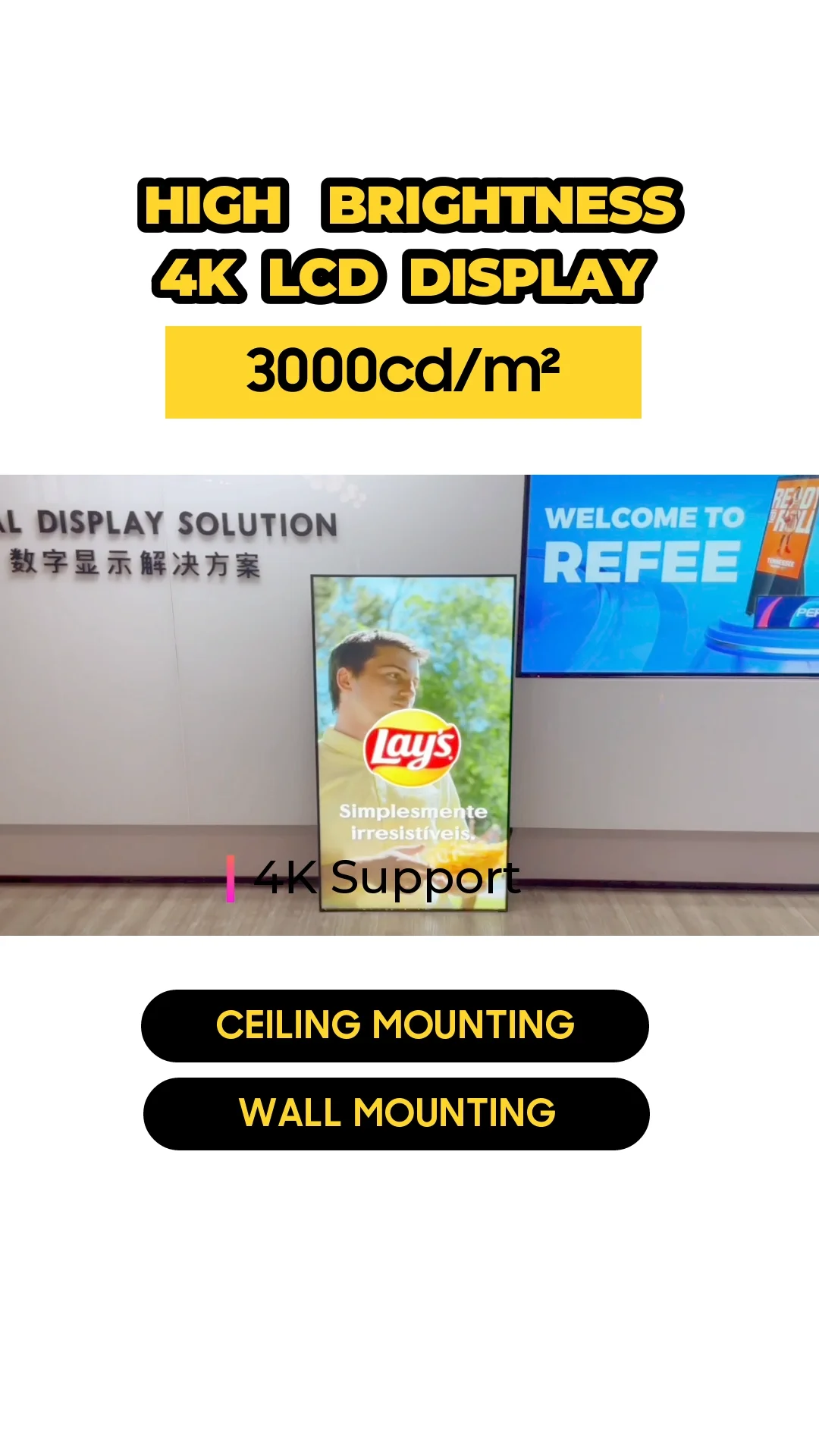 High Brightness Lcd Display Monitor Window Advertising Screen 3000 Nit ...