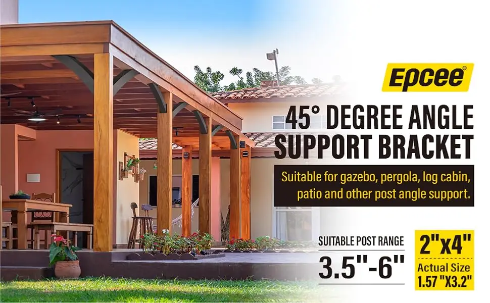 Heavy Duty 4x4 2x4 45° Angle Support Brackets for Gazebos, Decks ...