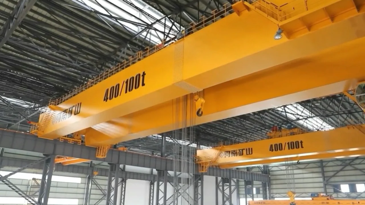 Heavy Duty Cabin Control Double Beam Bridge Crane 75 Ton With Runway ...