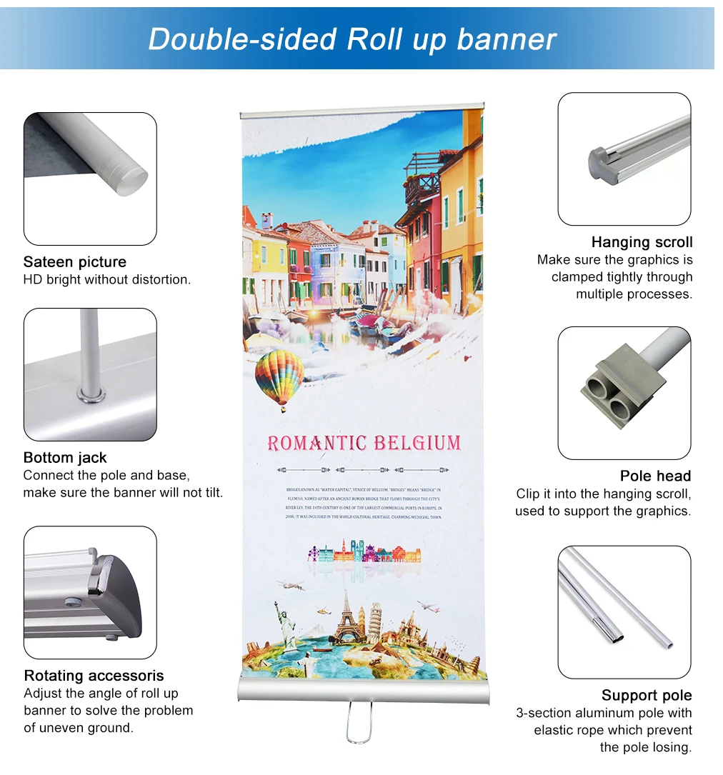 Exhibition Booth Double Sided Roll up Banner Aluminum Retractable Roll ...