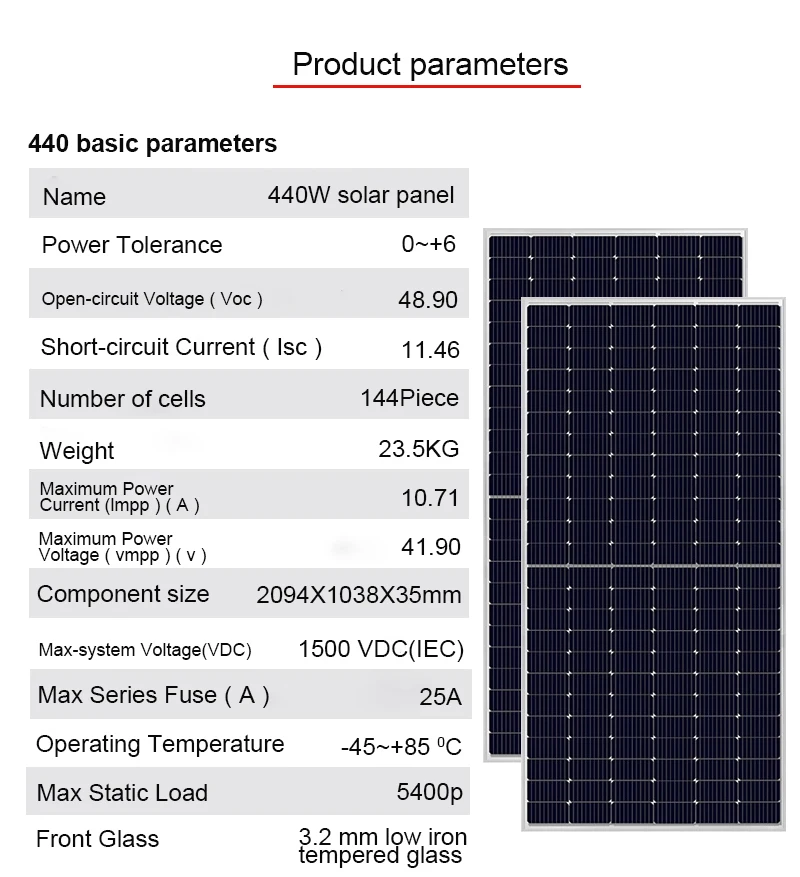 Panneau Solaire Solar Power Panels 440w 450w 500w 600w Photovoltaic ...