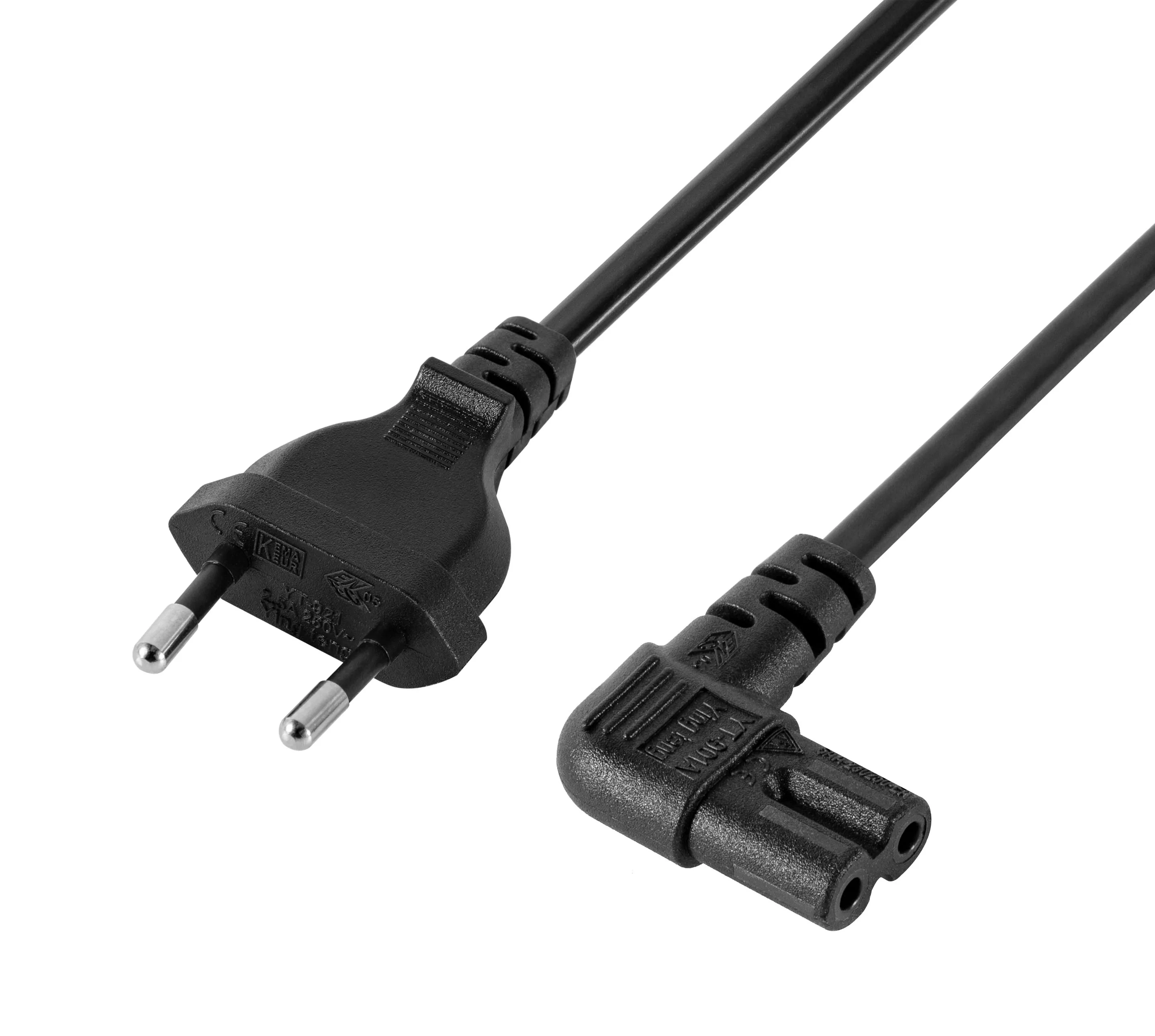 3m Black Enec Kema 2pin Power Cord Eu With Angle Iec C7 H03vvh2-f 2*0 ...