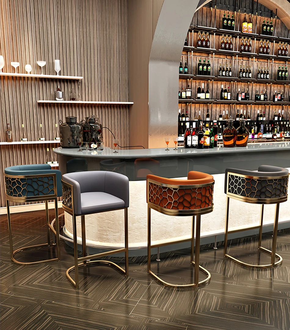 Modern Luxury Honeycomb Bar Stool High Chair in Gold Metal - Perfect ...