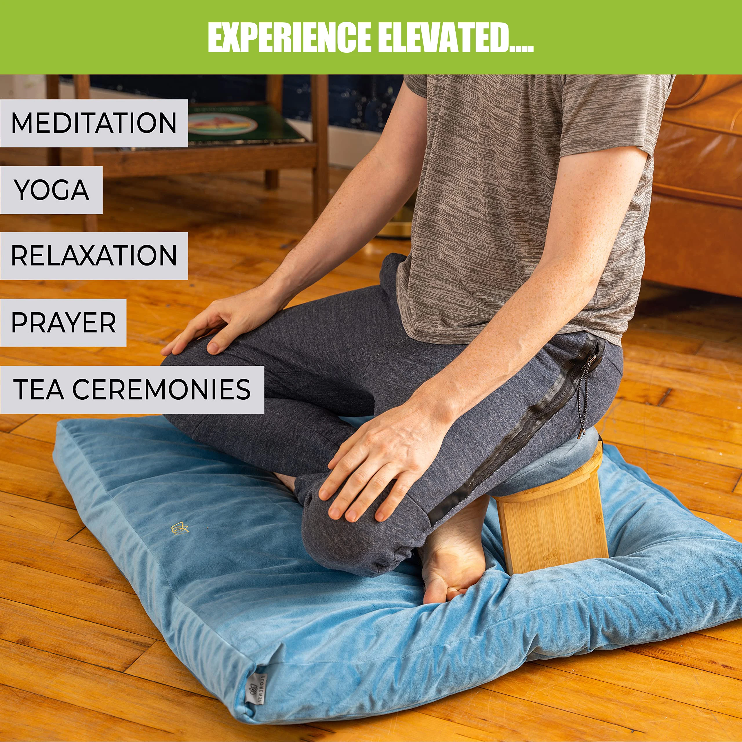 Ergonomic Meditation Stool - Comfortable Bamboo Bench