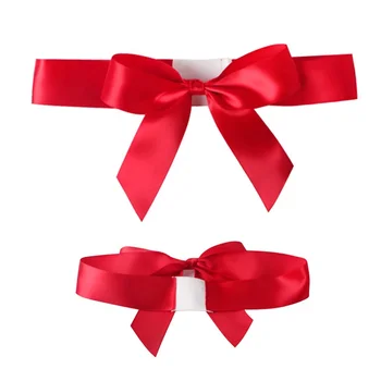 Pre Tied Red Satin Ribbon Bows With Elastic Band Wholesale Ribbons And ...