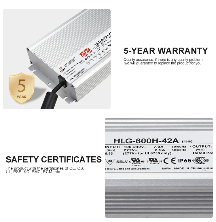 HLG-600H-12 MEANWELL Waterproof LED Power Supply 600w 12v 40a