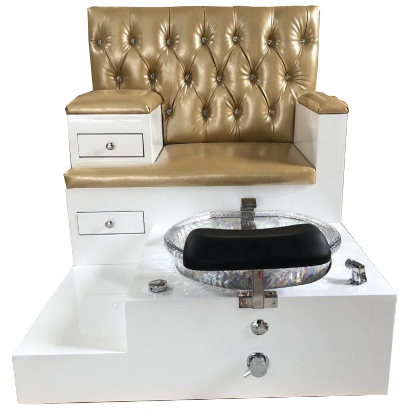 Luxury Black Tufted Leather Foot Spa Pedicure Bench Chair