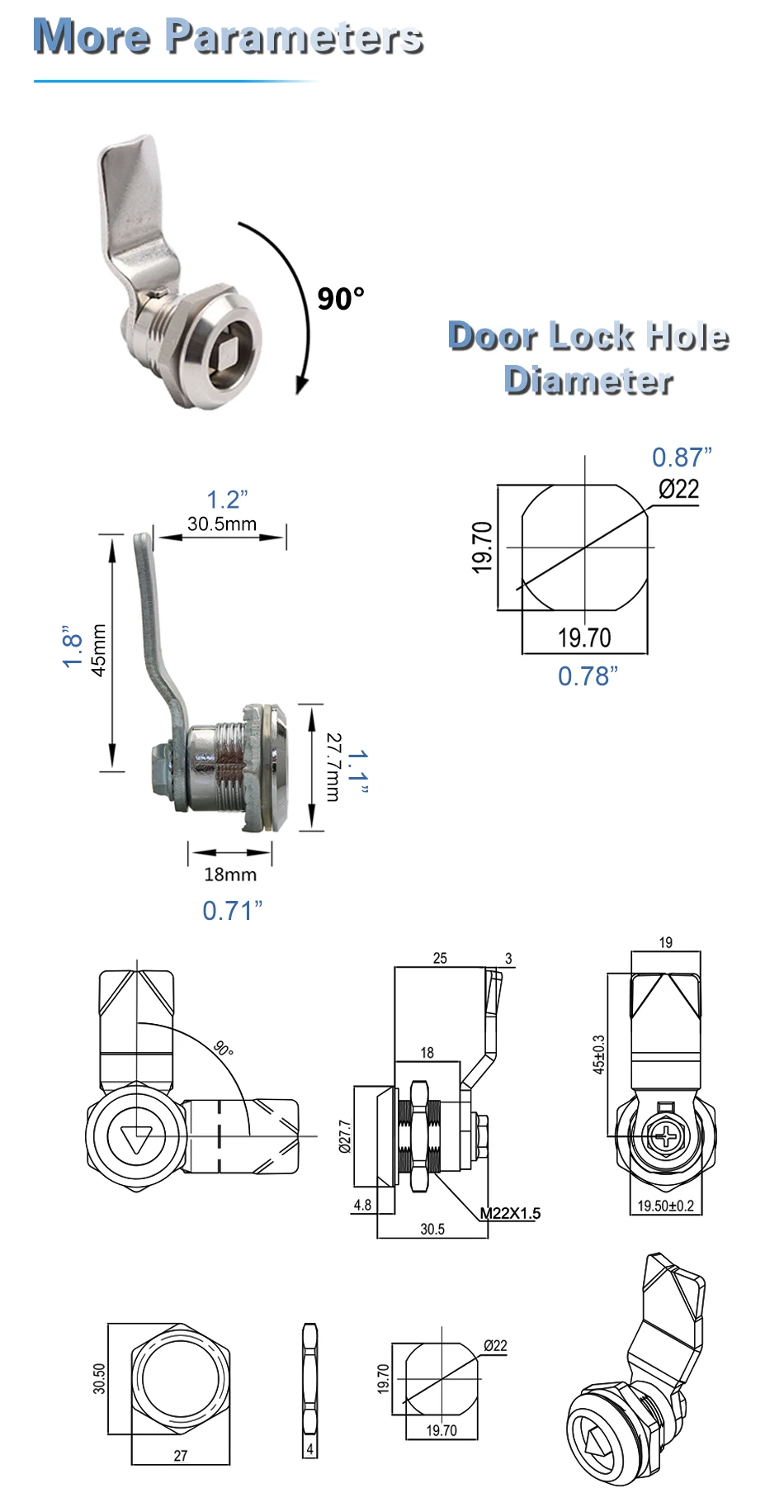 Ms705 Industrial Metal Cabinet Panel Latch Quarter Turn Lock Stainless ...