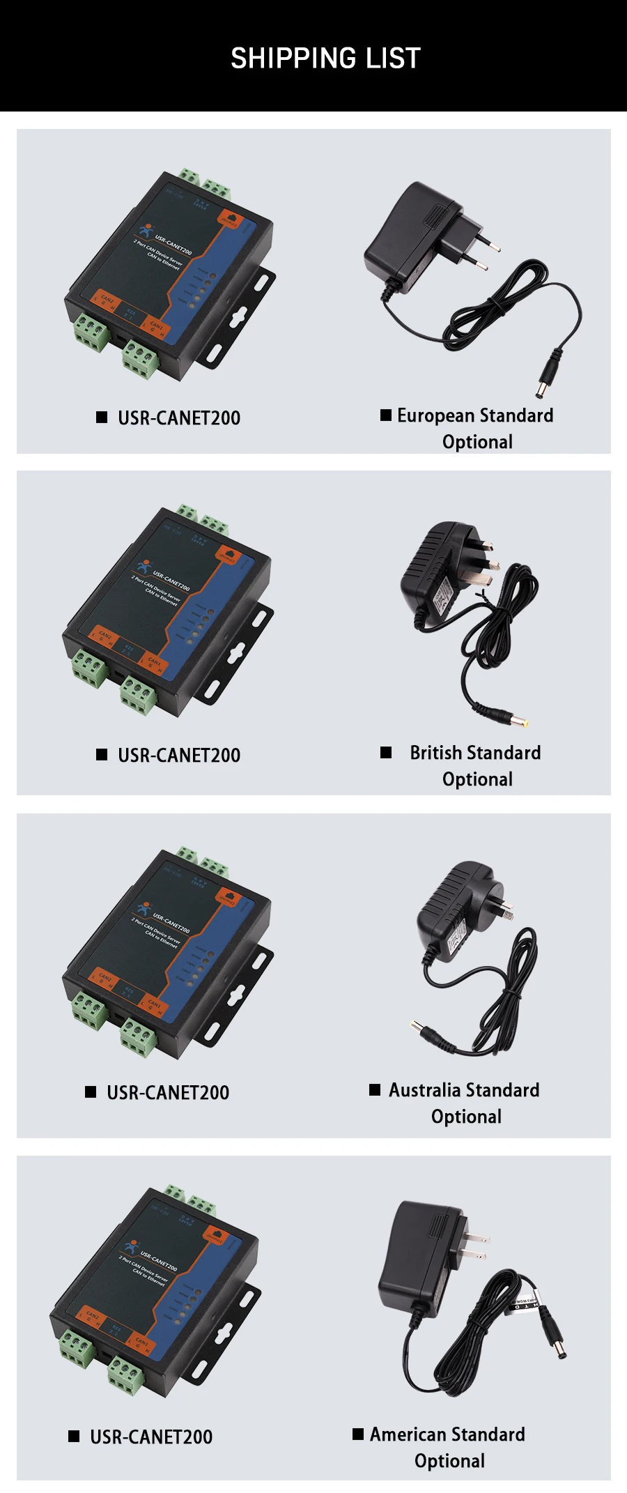 USR-CANET200 Industrial Ethernet Converter with RS485 Port OEM