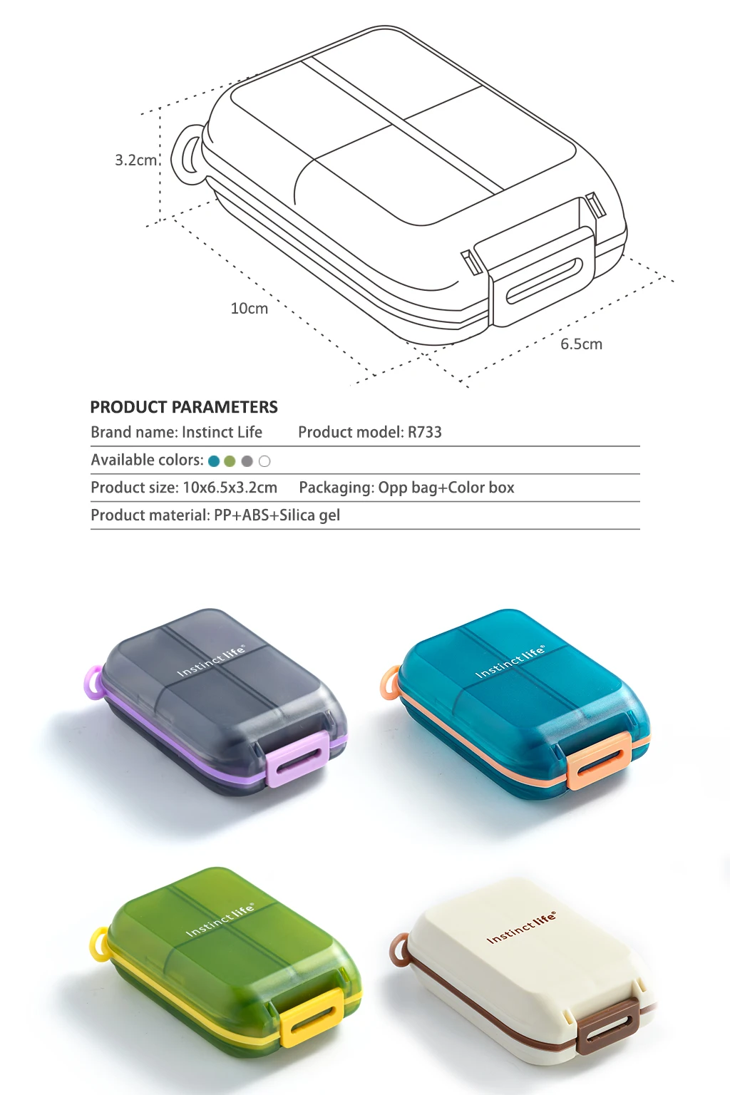 Wholesale Mini 7-Day Portable Plastic Tablet Organizer Easy-to-Carry PP ...