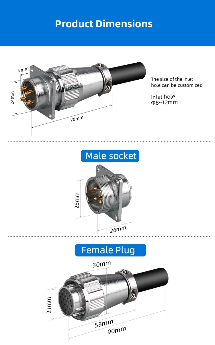 Jiancha TP24 Micro Jack Cable Circular Connector - 8P to 16P