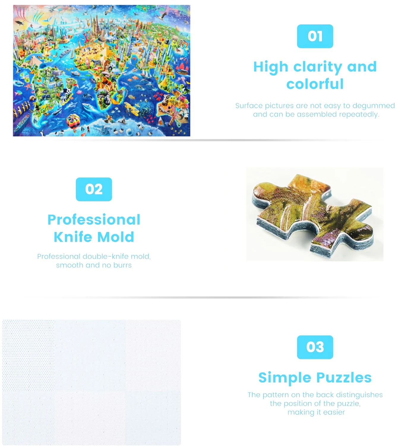 Cartoon World Landmarks Map Ocean Marine Animals Colorful Hd Print 1000 ...
