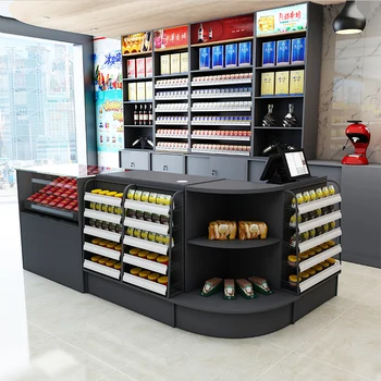 Corner Wooden Cashier Table Simple Shop Counter Design Cashier Counter ...