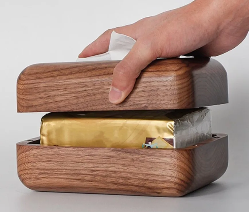 Desk Tissue Box Cover Solid Wood Tissue Box Home Decor Simple Style ...