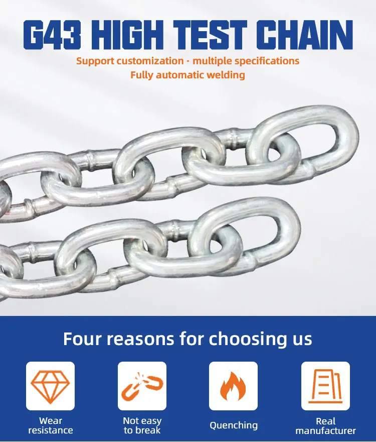 Nacm90 Zinc Plated G43 High Test Carbon Steel Chain - Buy Grade 43 ...