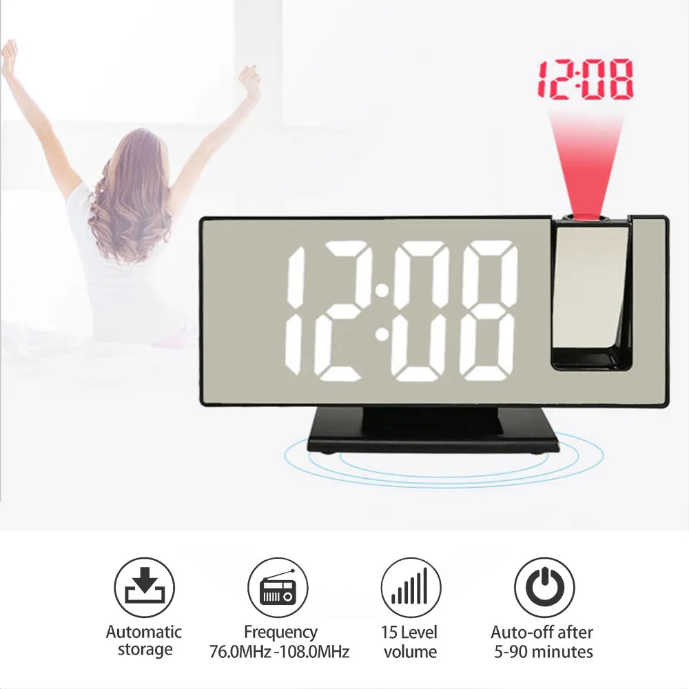 Led Digital Projection Alarm Clock For Bedroom Projection On Ceiling ...
