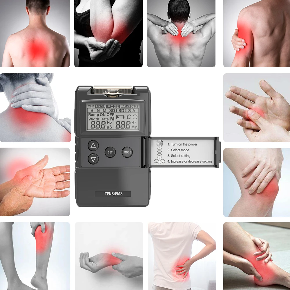 Tens Machine Ems and Reduce Period Relief Muscle Pain Device Electric ...