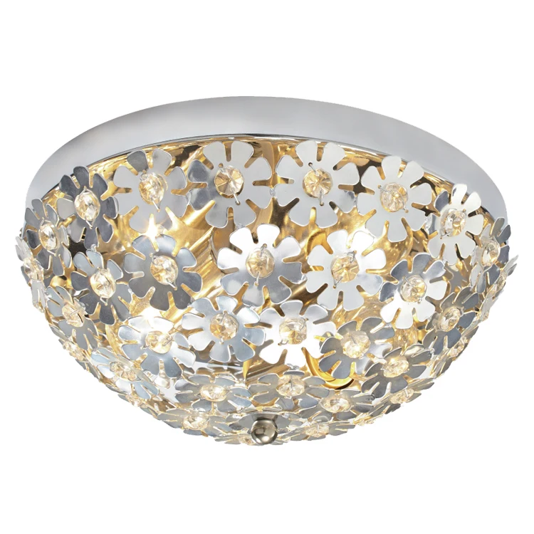 Modern Crystal Ceiling Light Chrome Metal Base LED Crystal Decorative ...