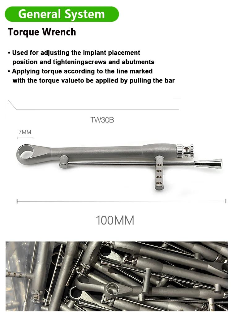 Dental Implant Torque Wrench & Ratchet 10-50 Ncm 7mm Driver for ...