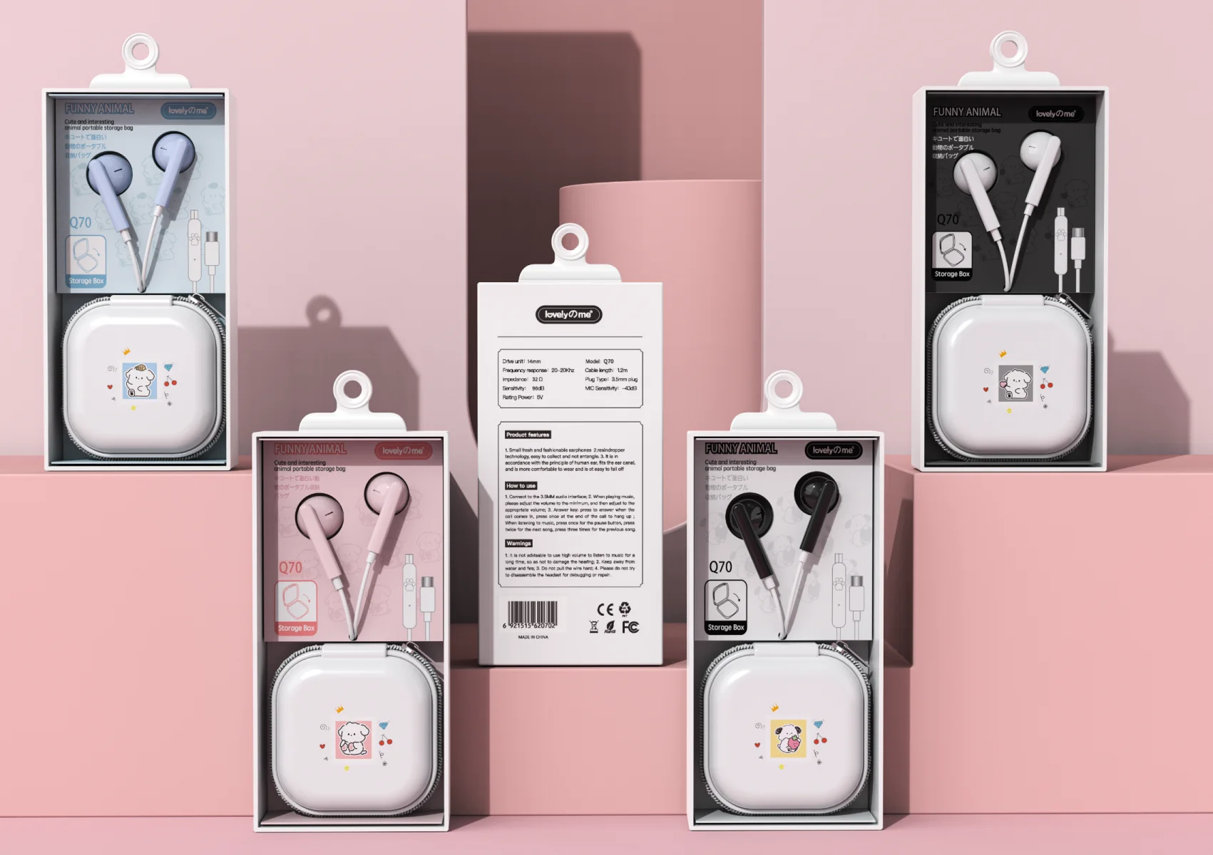 Cute Cartoon Kids Wired Digital Type C Earphone Earbuds Cute With Type ...