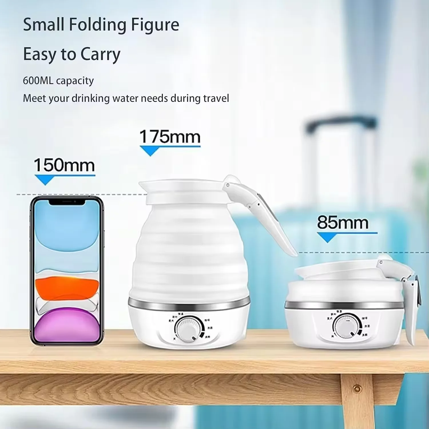 Foldable 600ml Silicone Stainless Steel Mini-Kettle Hot Water Kettle ...