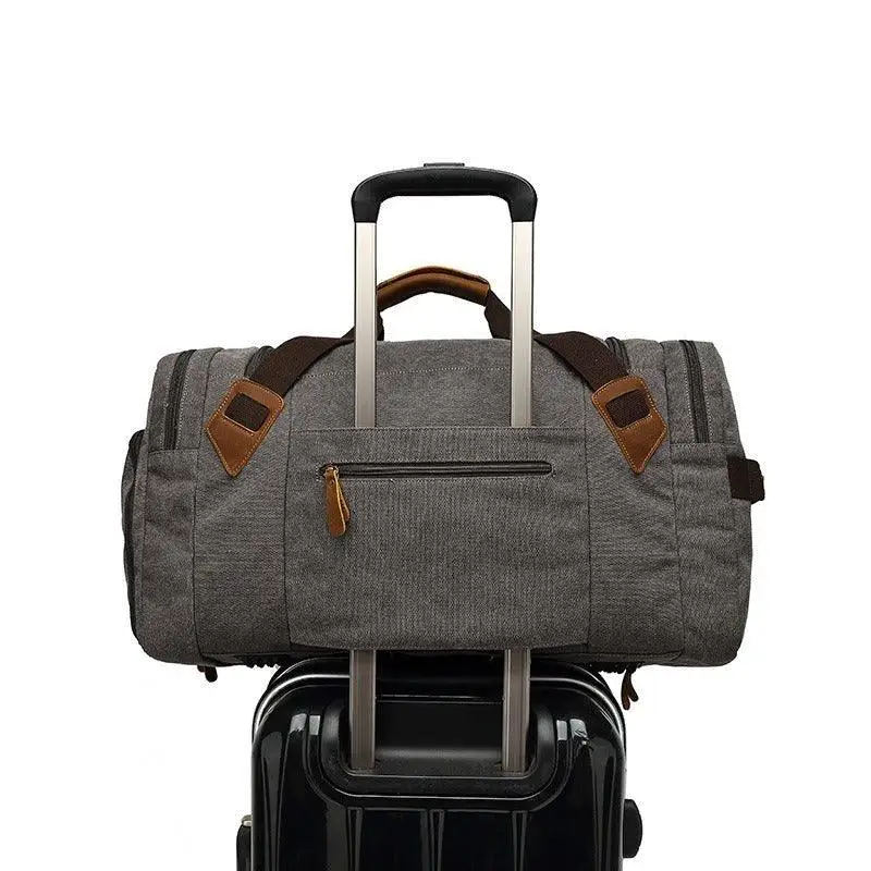 Grey Canvas Waterproof Durable Travel Unisex Outdoor Sport Gym Gear ...