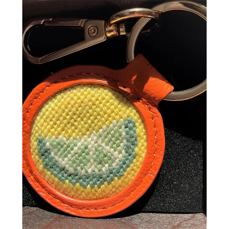 SNK005 Luxury Key Chain Round Embroidered Designer Fashion Leather Key ...