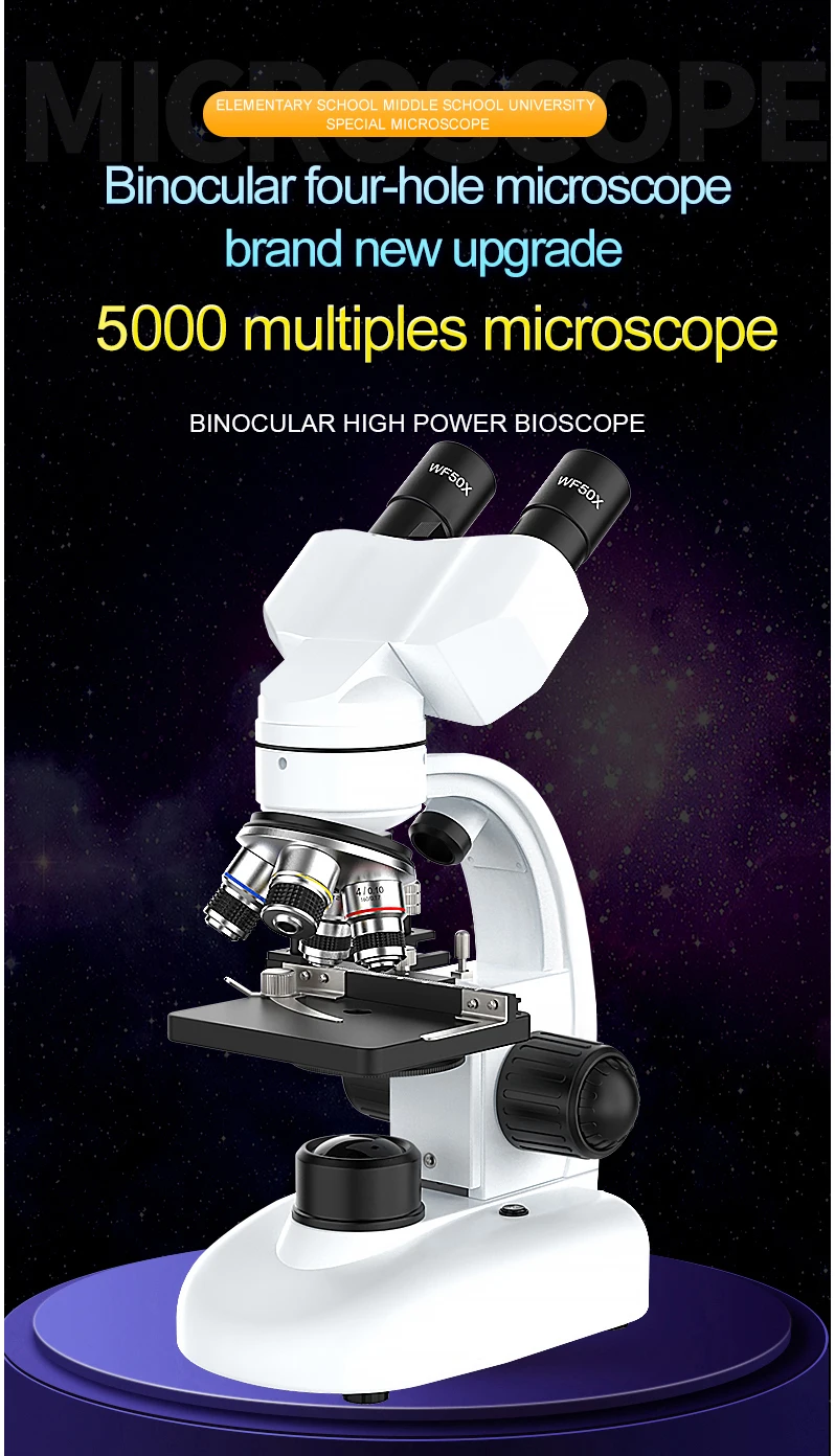 Top Selling 5000X Capillary LED Light Lab Microscope for Students