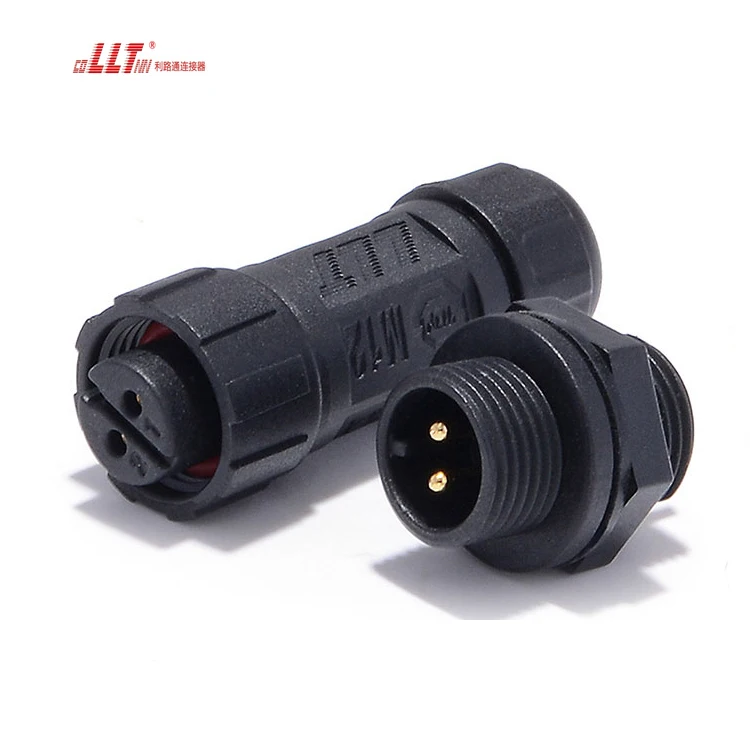 2 Pin Male Female Led Panel Mount Power Cable Plug IP68 Waterproof ...